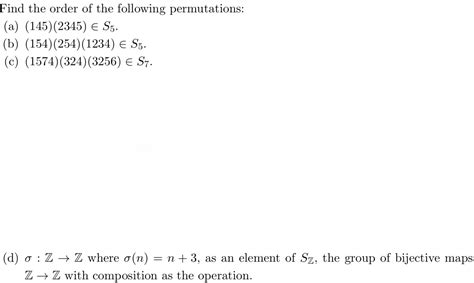 Solved Find The Order Of The Following Permutations A Chegg