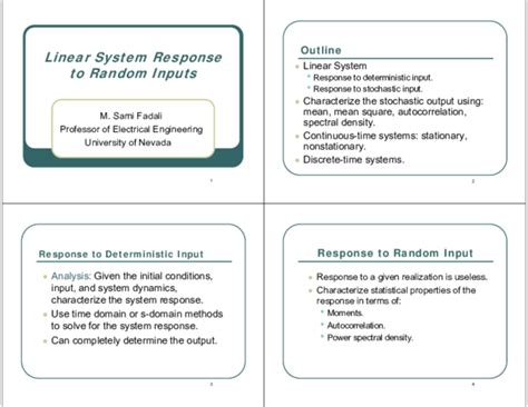 Pdf Linear System Response To Random Inputs