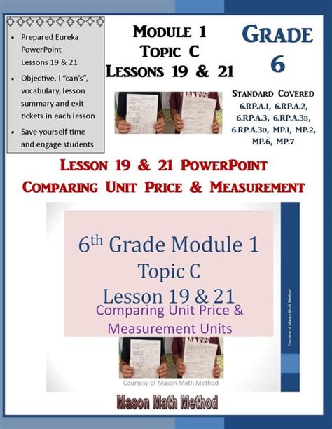 6th Grade Math Module 1 Topic C Lessons 19 And 21 Unit Price Measure