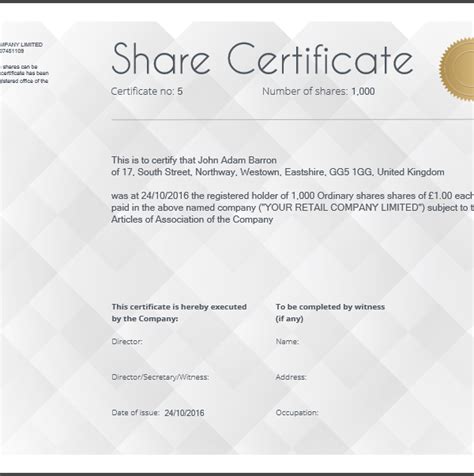 Shareholding Certificate Template 2 Templates Example Templates Example