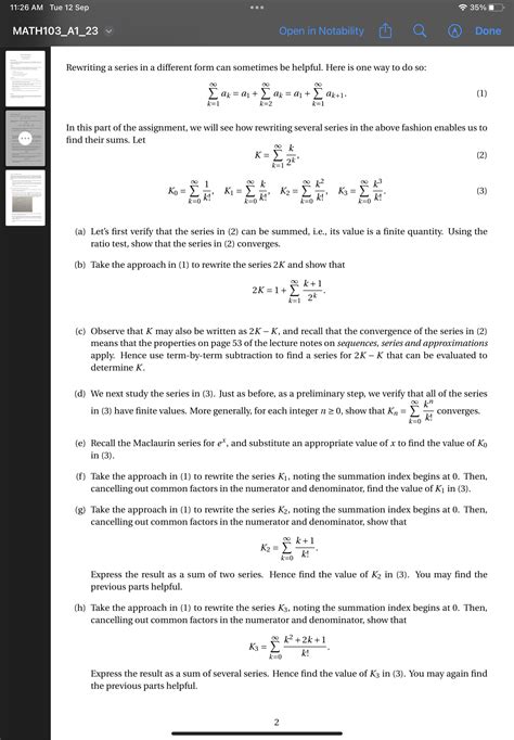 Solved Rewriting A Series In A Different Form Can Sometimes