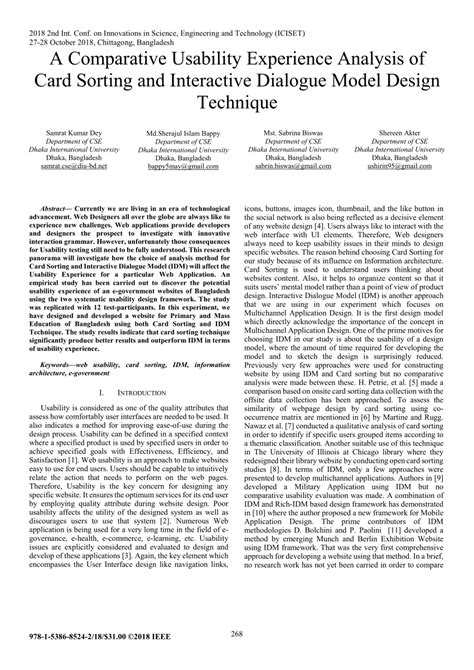 Pdf A Comparative Usability Experience Analysis Of Card Sorting And Interactive Dialogue Model