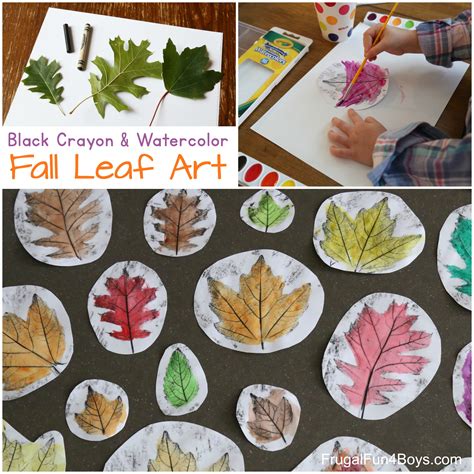 Gorgeous Black Crayon And Watercolor Fall Leaf Art Frugal Fun For
