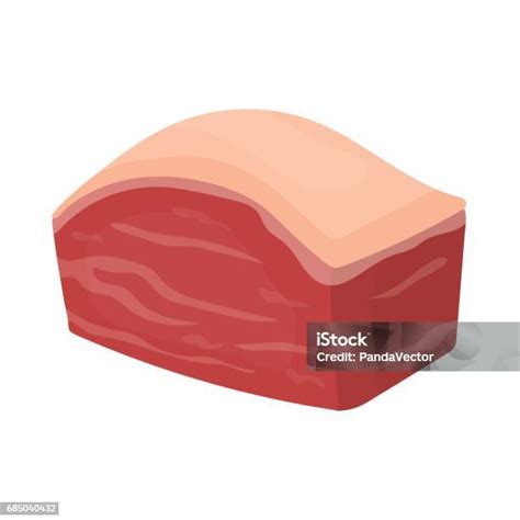 흰색 배경에 고립 된 만화 스타일에 삼겹살 아이콘 고기 기호 주식 벡터 일러스트 레이 션 돼지고기에 대한 스톡 벡터 아트 및 기타 이미지 돼지고기 고기 돈가스