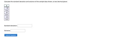 Solved Standard Deviation Variance Chegg