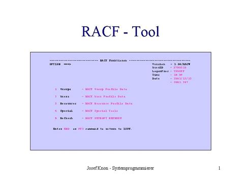 RACF Tool RACF Funktionen OPTION Version RACW