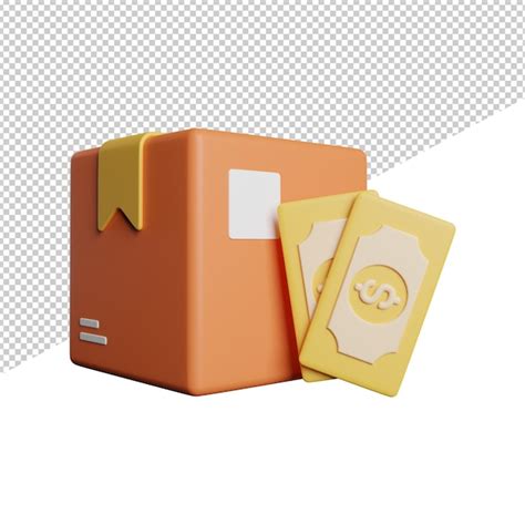 현금 배달 전면보기 투명 배경에 3d 렌더링 아이콘 그림 프리미엄 Psd 파일