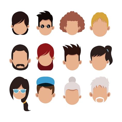 Premium Vector Set Of People Faceless Cartoons