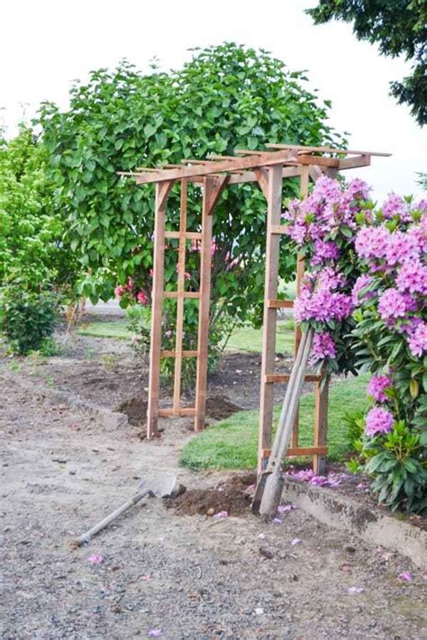 A DIY Garden Arch Made With Redwood Garden Arch Trellis Garden Archway Diy Trellis Garden
