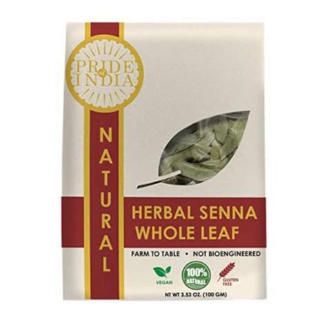 Pride Of India Natural Senna Herbal Tea Leaf Whole 353 Oz 100gm