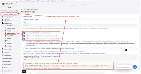 polyutilities for perfex crm quick access menu custom js css and