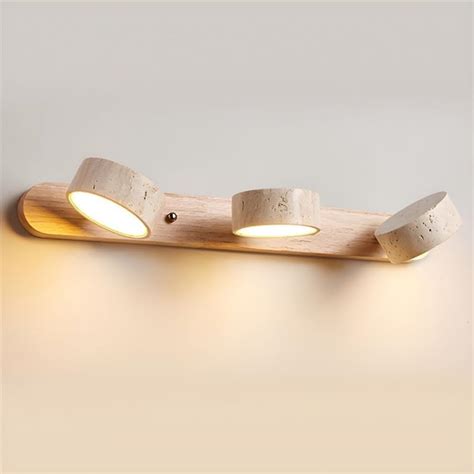 Lifenicest Farmhouse Wood Vanity Light Fixture Nordic Style Stone Wall