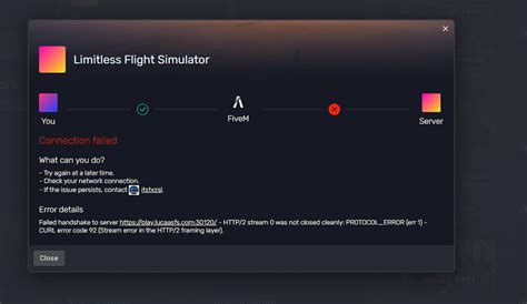Failed Handshake To Server 30120 2 Stream 0 Was Not Closed