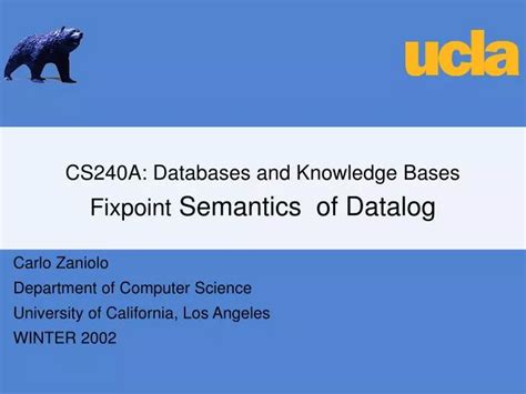 Ppt Cs240a Databases And Knowledge Bases Fixpoint Semantics Of Datalog Powerpoint