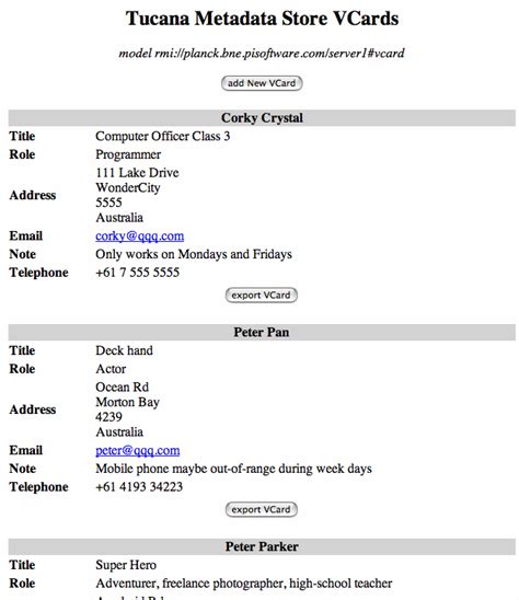 Mulgara Semantic Store Vcard Descriptors