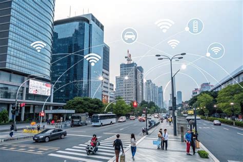 Smart City And Wireless Communication Network Iot Stock Illustration Illustration Of