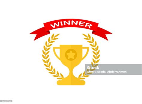 월계관과 빨간 리본 아이콘 챔피언 컵 우승자 벡터 아이콘과 트로피 1에 대한 스톡 벡터 아트 및 기타 이미지 1 1위 경기 스포츠 Istock