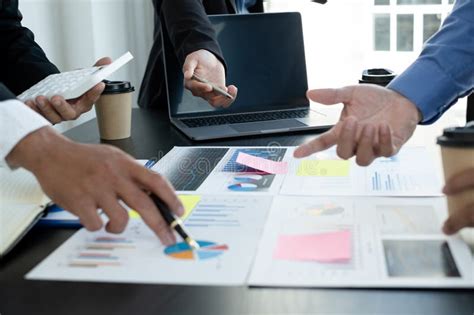 Meeting Business Team Leaders About Charts Financial Graphs Showing Results Are Analyzing And