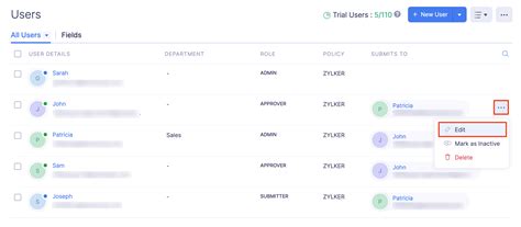 roles user guide zoho expense