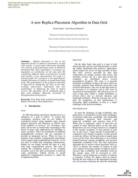 pdf a new replica placement algorithm in data grid