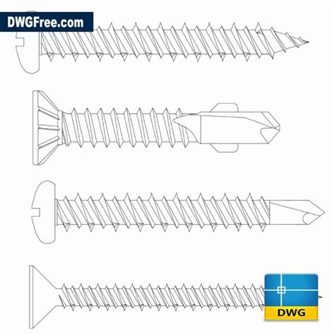 Screws DWG Drawing Download Free In Autocad 2D Blocks