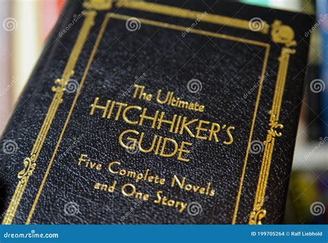 Closeup Of Isolated Douglas Adams Hitchhikers Guide Through The Galaxy Book Cover Editorial