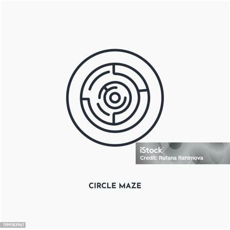원 미로 윤곽선 아이콘입니다 간단한 선형 요소 그림입니다 흰색 배경에 고립 된 라인 원 미로 아이콘입니다 얇은 스트로크 기호는 웹 모바일 및 Ui에 사용할 수 있습니다 0