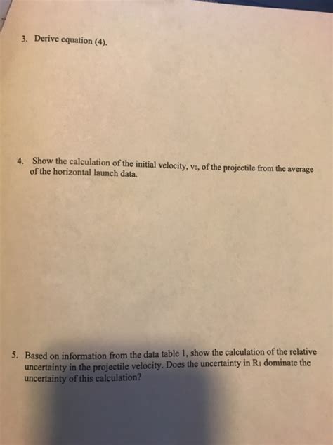 solved lab report form projectile motion 2u r jar ar data