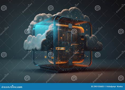 Digital Futuristic Imaginative Illustration Of Technology Cloud Computing Created With