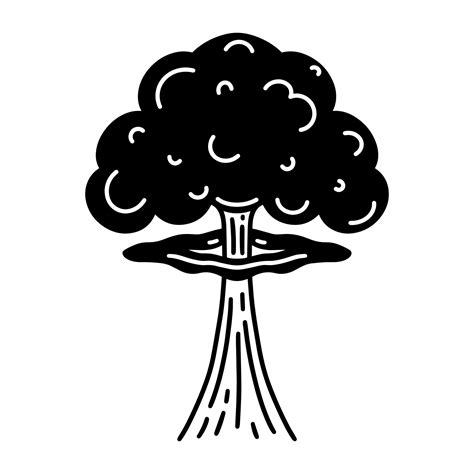 Nuclear Explosion Vector Icon Black Mushroom Cloud Of Atomic Or
