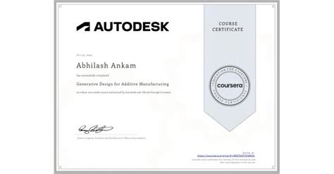 Abhilash Ankam On Linkedin Completion Certificate For Generative Design For Additive Manufacturing
