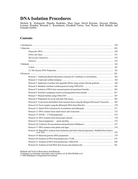 Pdf Dna Isolation Procedures