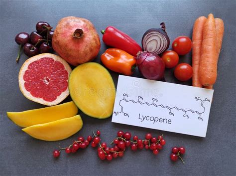 Foods High In Lycopene With Structural Chemical Formula Of Lycopene A Carotenoid Organic Plant