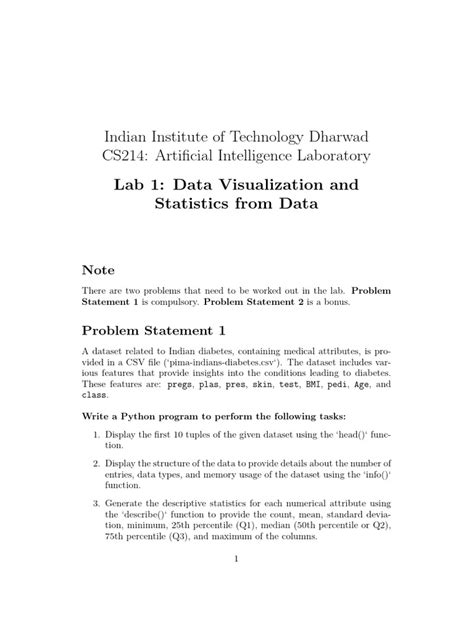 Lab 1 Data Visualization And Statistics From Data Pdf Descriptive Statistics Statistical