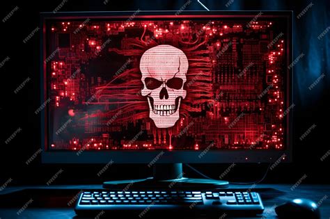 Premium Ai Image Phishing Attack Cybersecurity With Ransomware Skulls