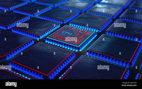 Futuristic Cpu Database Data Center Quantum Processor In Global