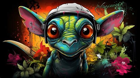Premium Ai Image Cute Alien Poster Illustration