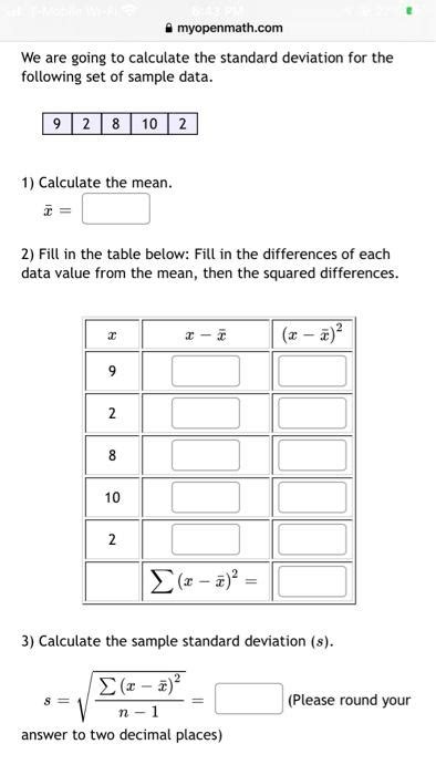 Solved We Are Going To Calculate The Standard Deviation For Chegg