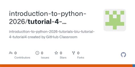 Github Introduction To Python 2026tutorial 4 Guyness Lab