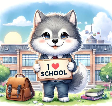 Cute Back To School Wolves Clipart Bundle Watercolor Wolf Clip Art
