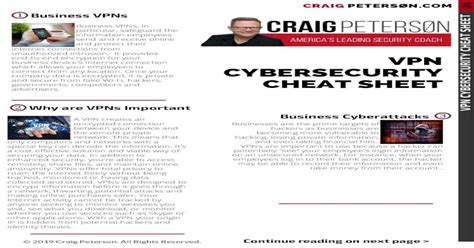 Internet Connections From Cybersecurity Cheat Sheet 2019 9 24آ Cheat Sheet Businesses Are The
