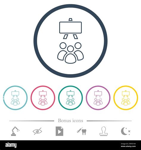 Classroom Outline Flat Color Icons In Round Outlines 6 Bonus Icons Included Stock Vector Image