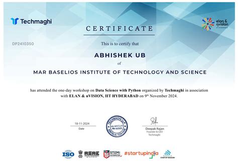 Abhishek Ub On Linkedin Datascience Python Techmaghi Iithyderabad Elanandnvision