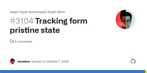 Tracking Form Pristine State · Issue 3104 · React Hook Formreact Hook