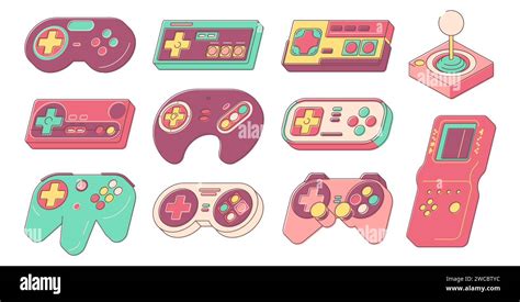 Retro Gamepads Old Analog Sticks For Classic Arcade Games 90s Portable Devices For Gamer