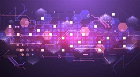 Abstract Circuit Board And Hexagons On Gradient Vector Image
