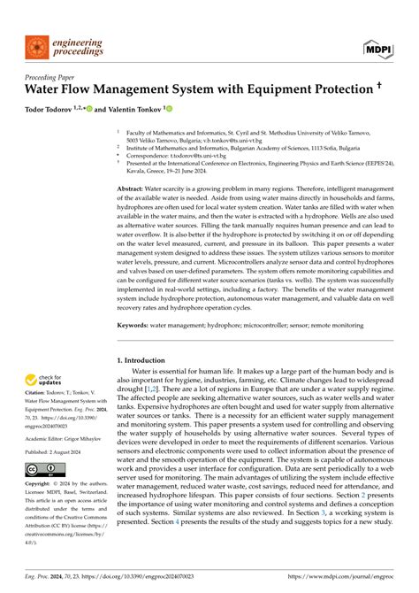 Pdf Water Flow Management System With Equipment Protection