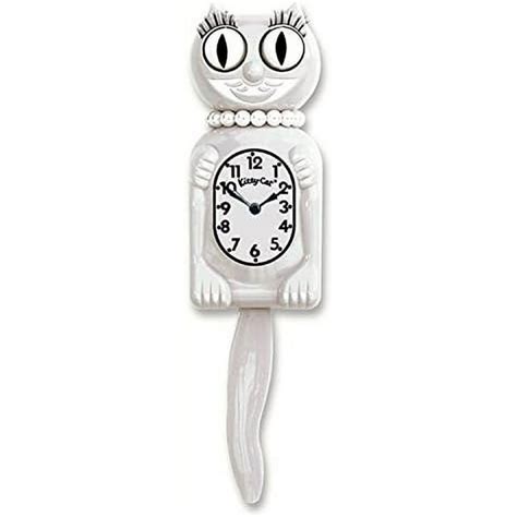 White Miss Kitty Cat Clock 34 Size 1275 Small Version Retro Style