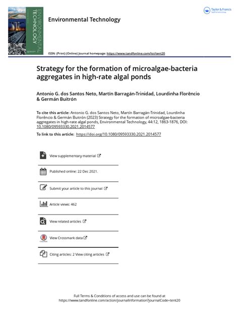 Strategy For The Formation Of Microalgae Bacteria Aggregates In High Rate Algal Ponds Pdf