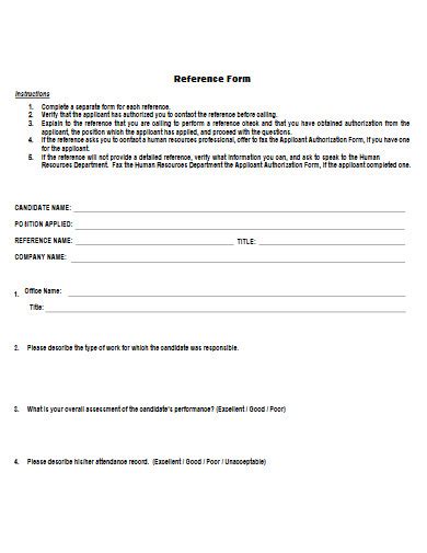 Reference Checking Form 10 Examples Format Sample Examples